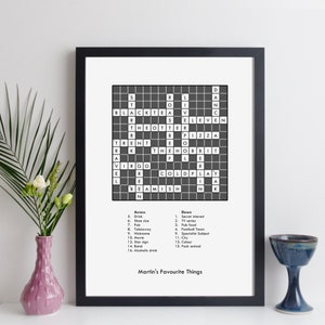 Custom Crossword Puzzle Print / Personalised Crossword Gift / Cross ...