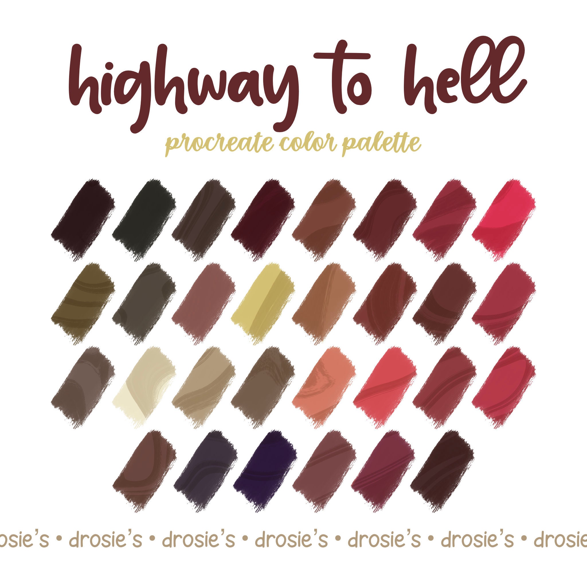 Highway to Hell Procreate 30 Color Palette - Etsy