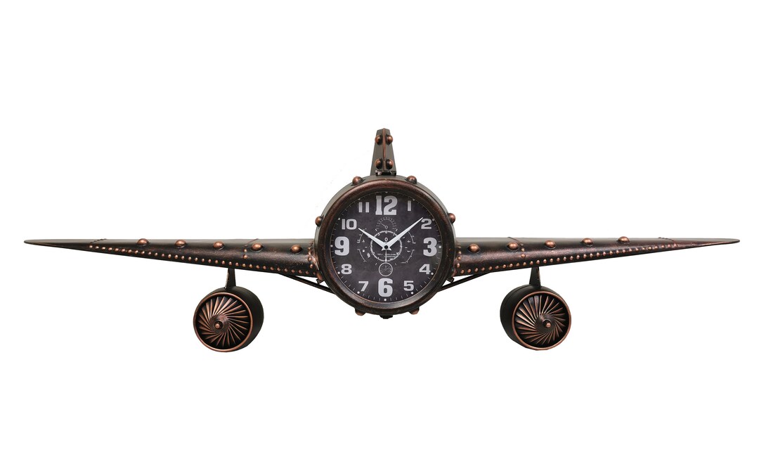 Metallic Bronze Airplane Wall Clock - Etsy