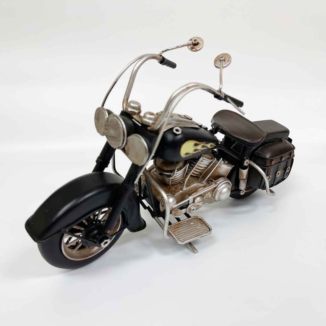 Black Motorcycle With Saddle Bag Metal Model - Etsy