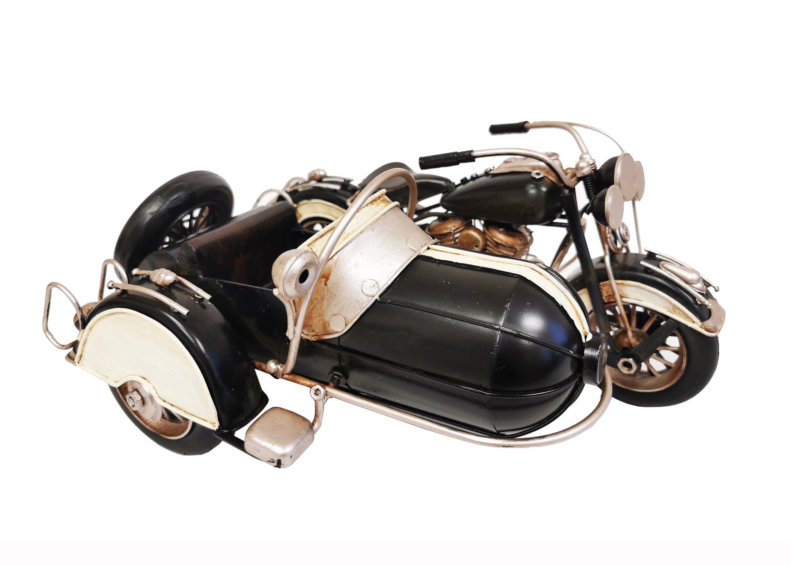 Black Vintage Motorcycle With Sidecar Metal Model | Etsy