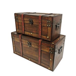 Brown Wood Chest Set, Set of 2 - Etsy
