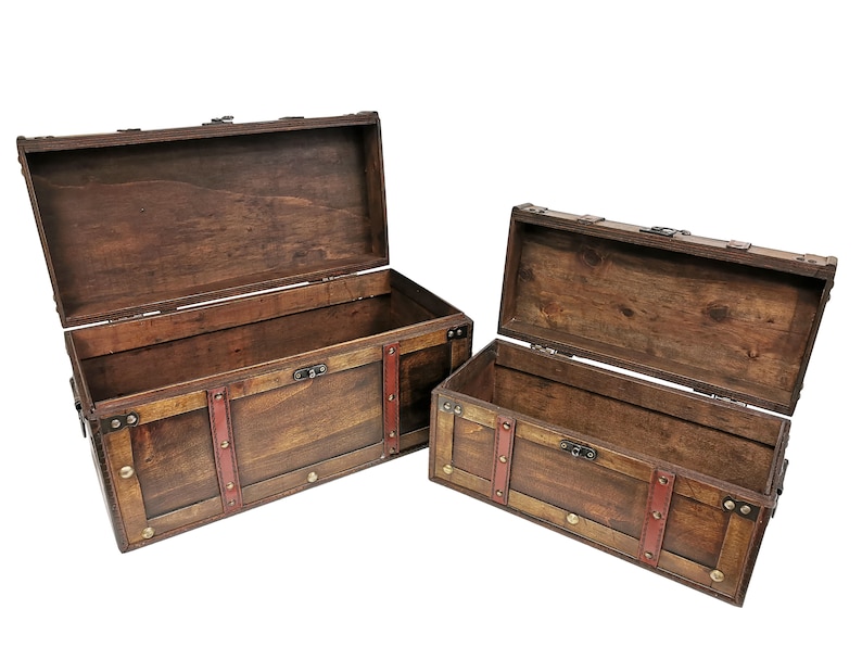 Brown Wood Chest Set, Set of 2 - Etsy