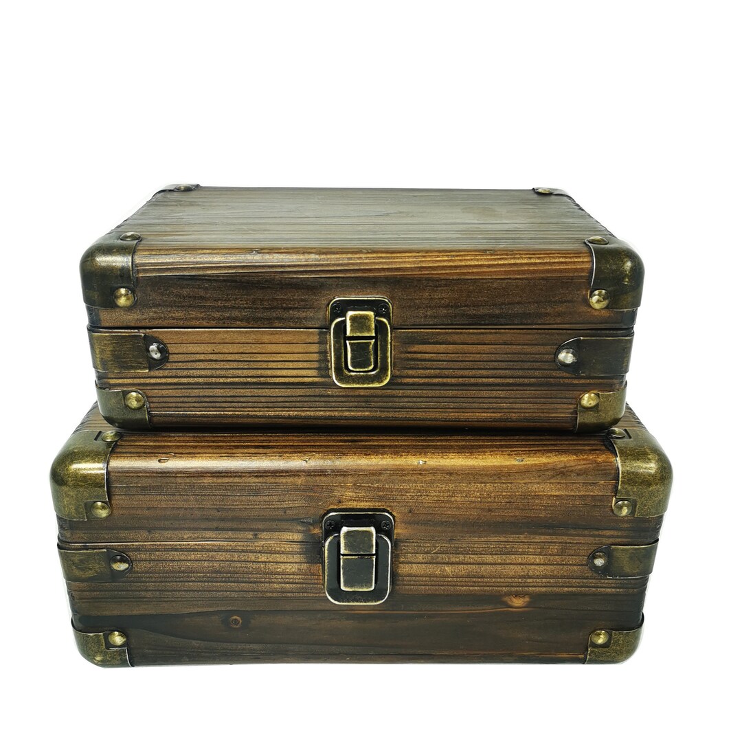 Solid Wood Box Set With Copper Accents - Etsy