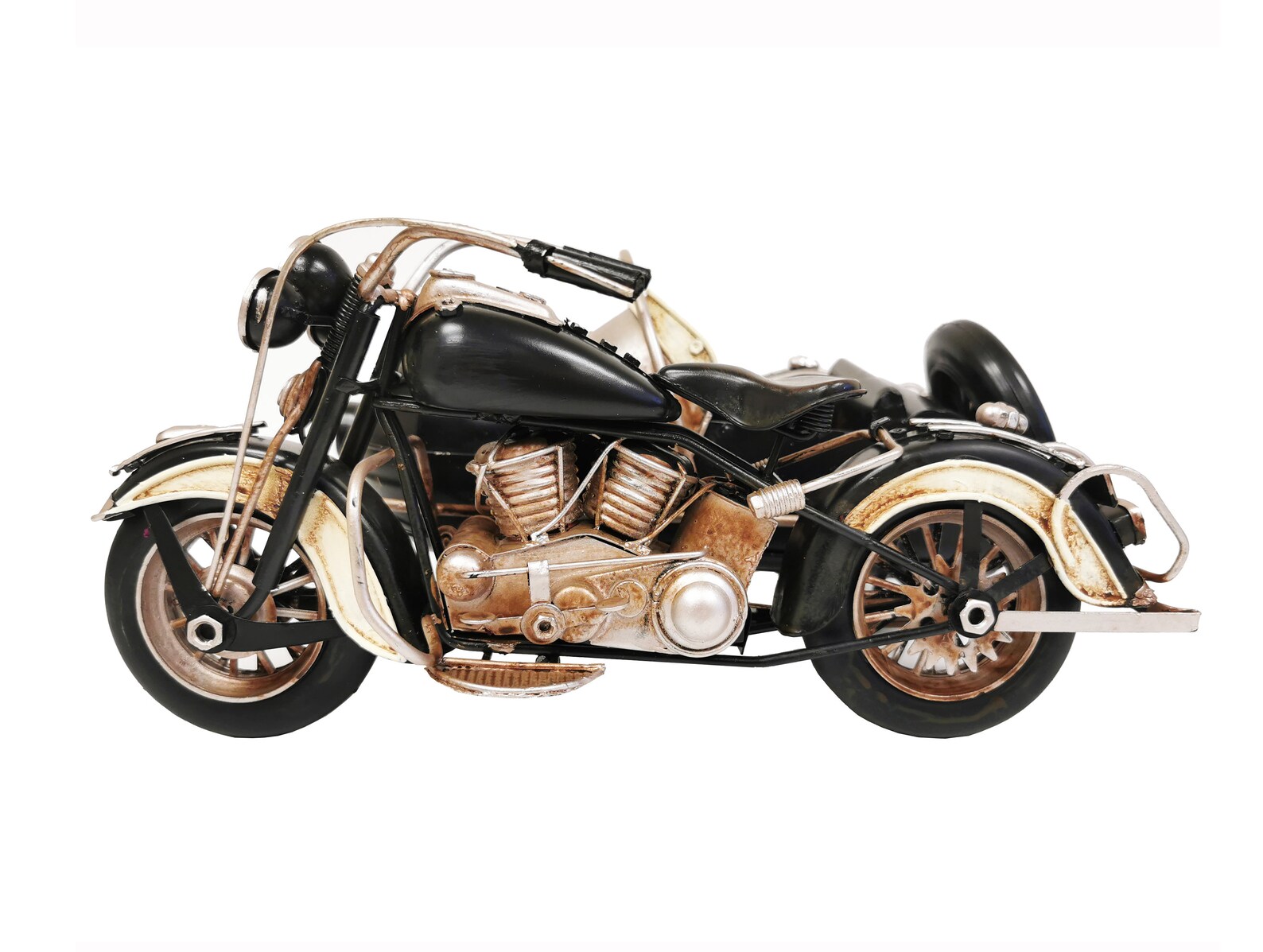 Black Vintage Motorcycle With Sidecar Metal Model | Etsy