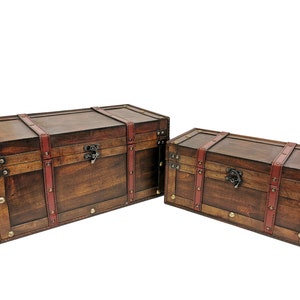 Brown Wood Chest Set, Set of 2 - Etsy