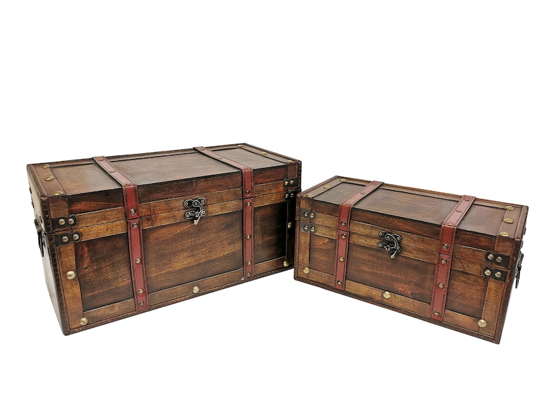 Brown Wood Chest Set, Set of 2 - Etsy Canada