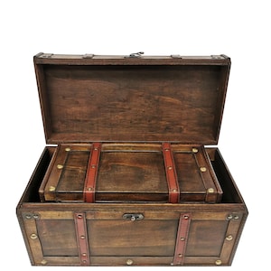 Brown Wood Chest Set, Set of 2 - Etsy