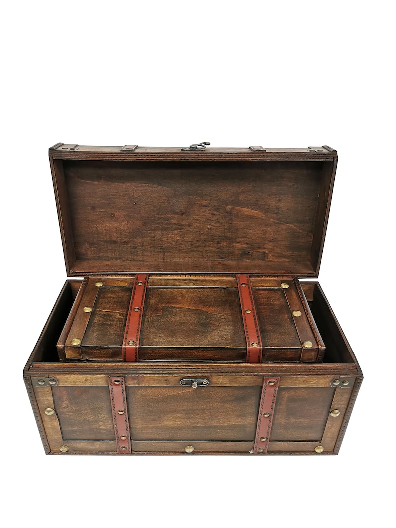 Brown Wood Chest Set, Set of 2 - Etsy