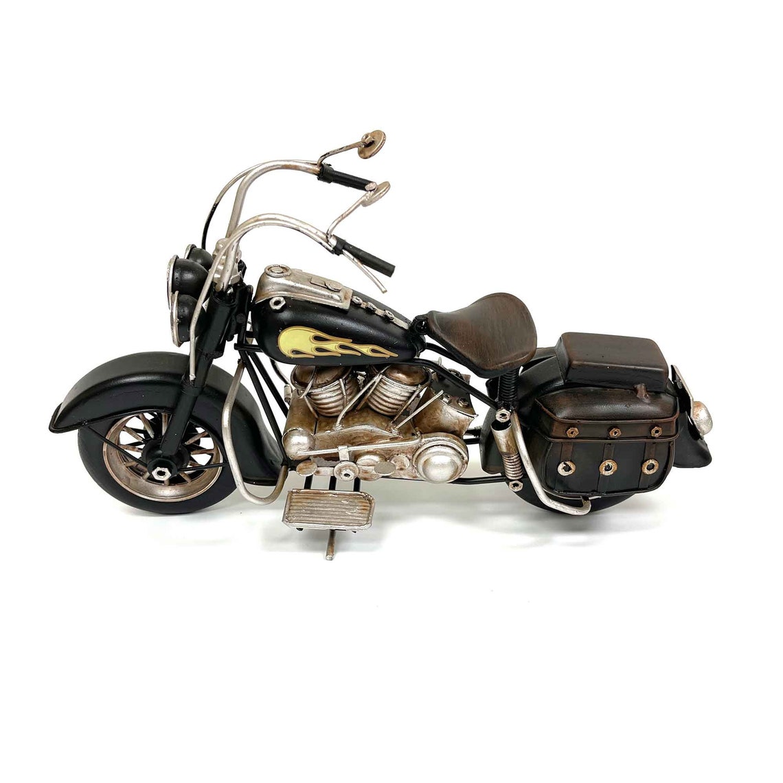 Black Motorcycle With Saddle Bag Metal Model - Etsy