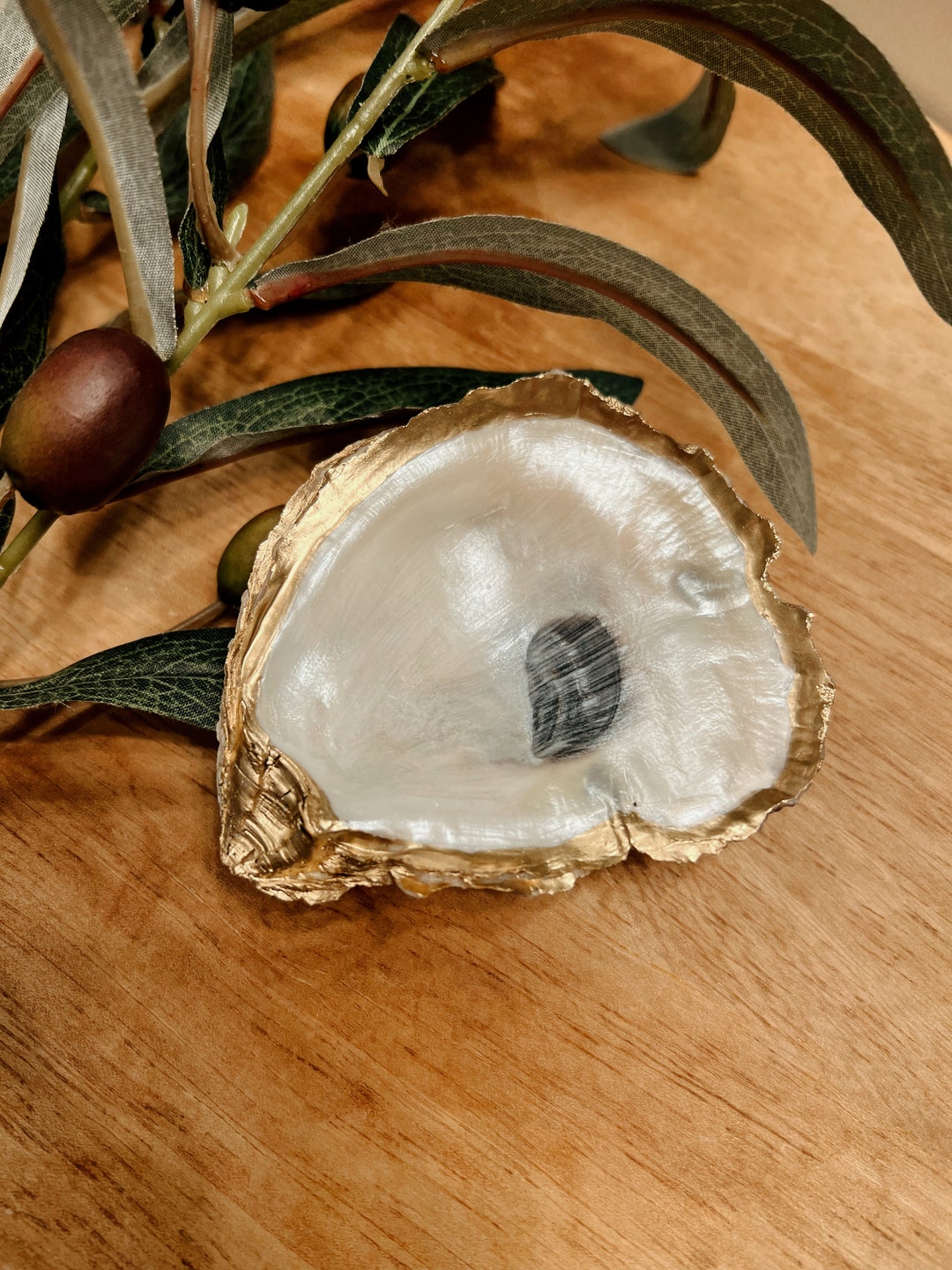 Oyster Shell Ring Dish, Hand Painted Oyster Dish, Oyster Trinket Dish ...