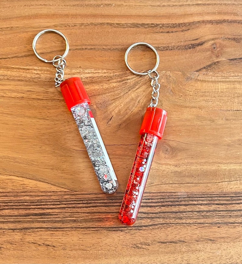 Blood Tube Glitter Keychains | Phlebotomist Blood Draw Gift | Sparkly ...