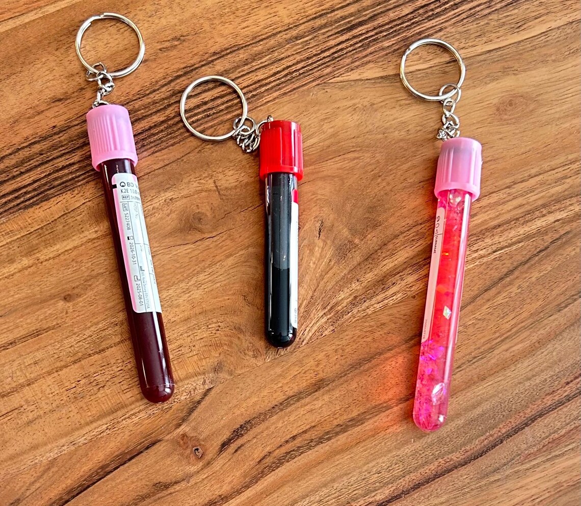 Blood Tube Glitter Keychains | Phlebotomist Blood Draw Gift | Sparkly ...