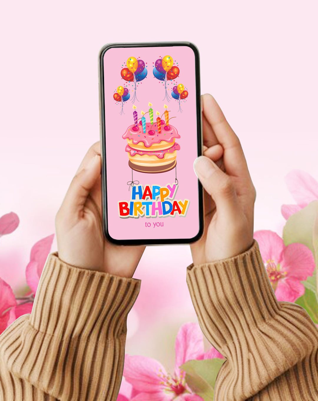 Happy Birthday Digital Card Pink - Etsy