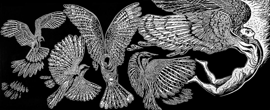 Who Are Angels Linocut Print Wings Original Art Print - Etsy