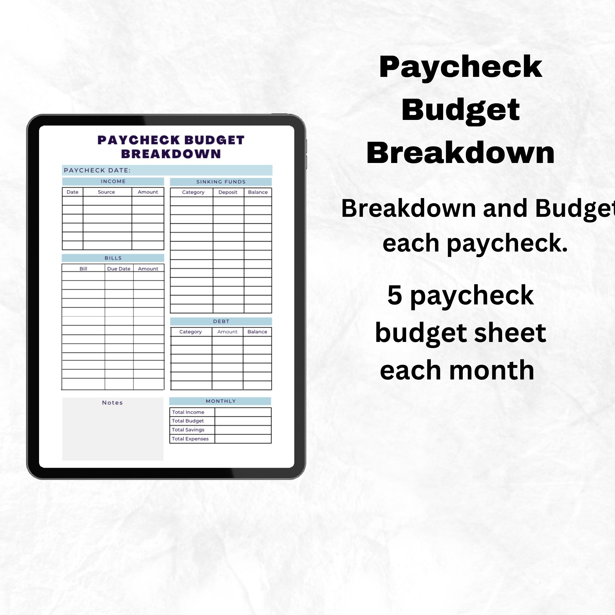 Digital Budget Planner, Simple Budget Planner, Paycheck Budget ...