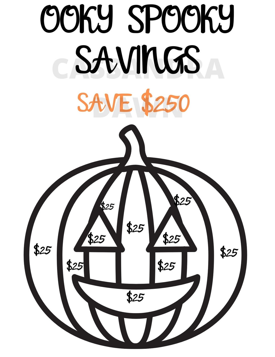 Ook Spooky Savings Challenge Ll INSTANT DOWNLOAD - Etsy