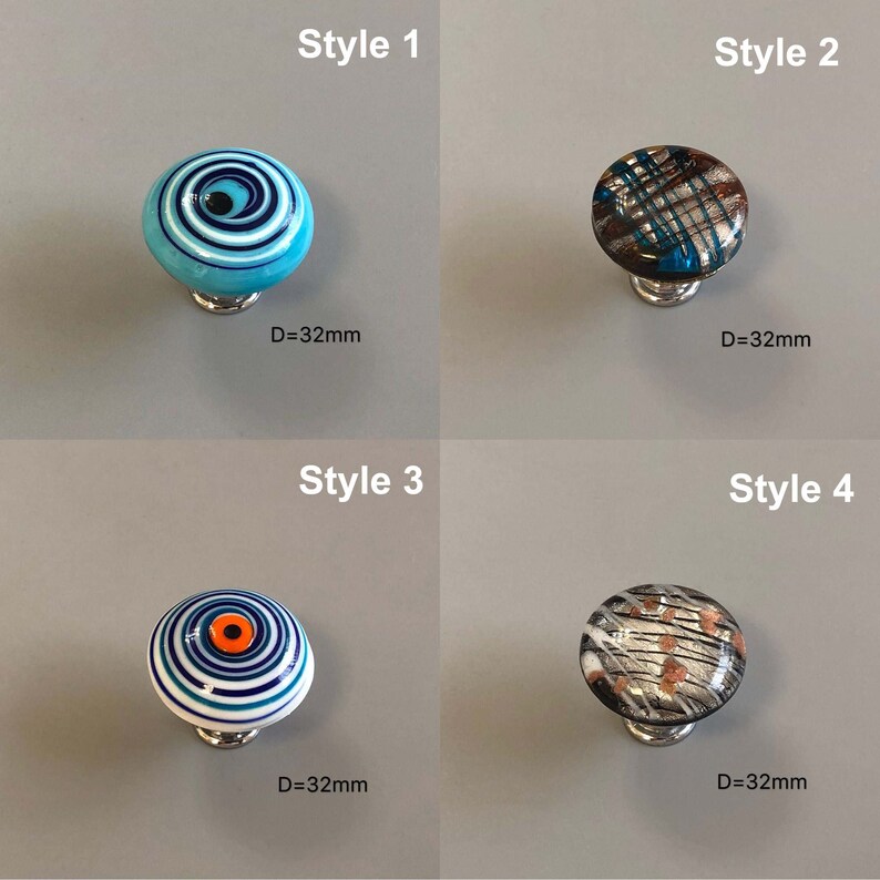 Multi-colors Fancy Glass Cabinet Drawer Wardrobe Knobs | Etsy