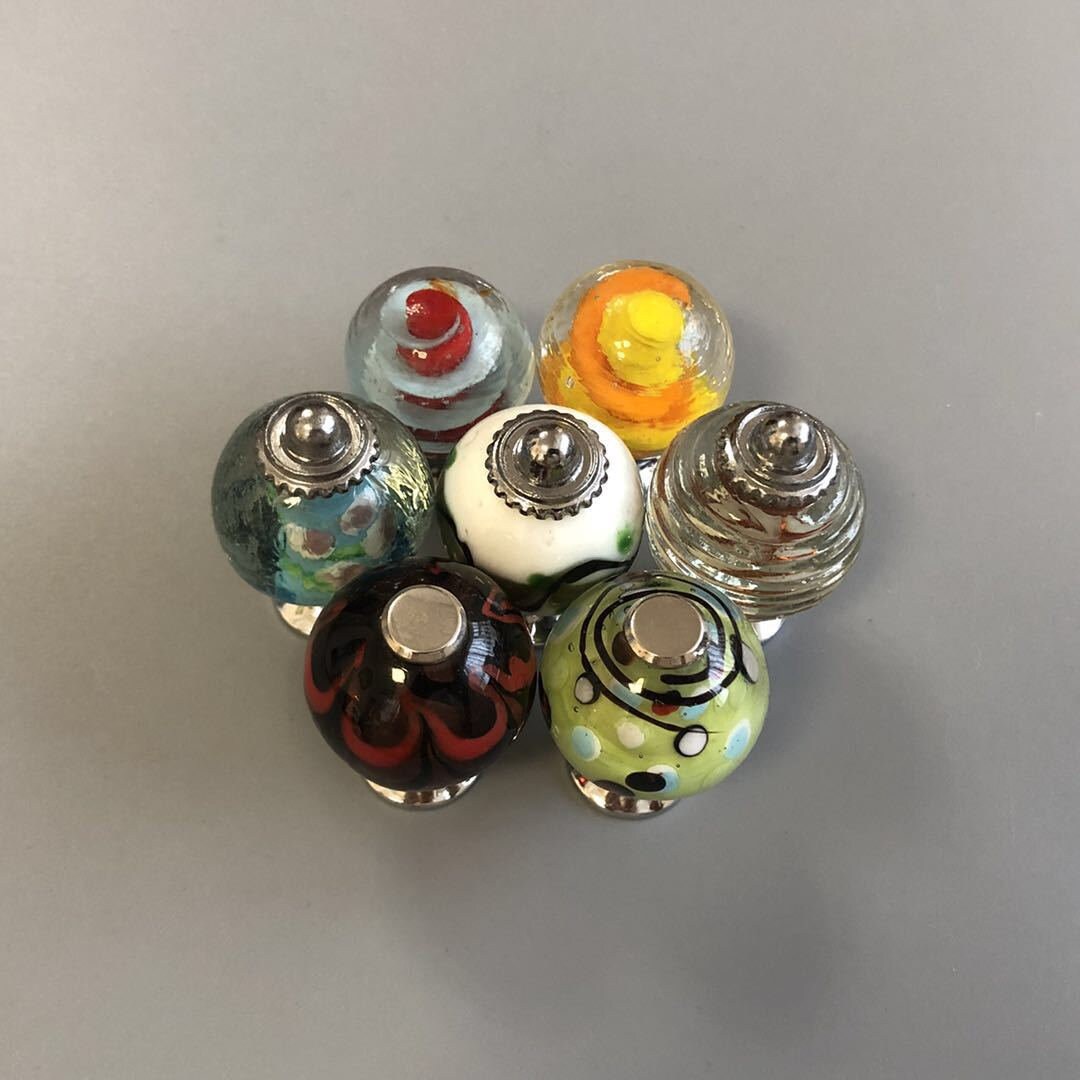 Glass Handle Multicolor Glazed Drawer Handle Cabinet Handle - Etsy