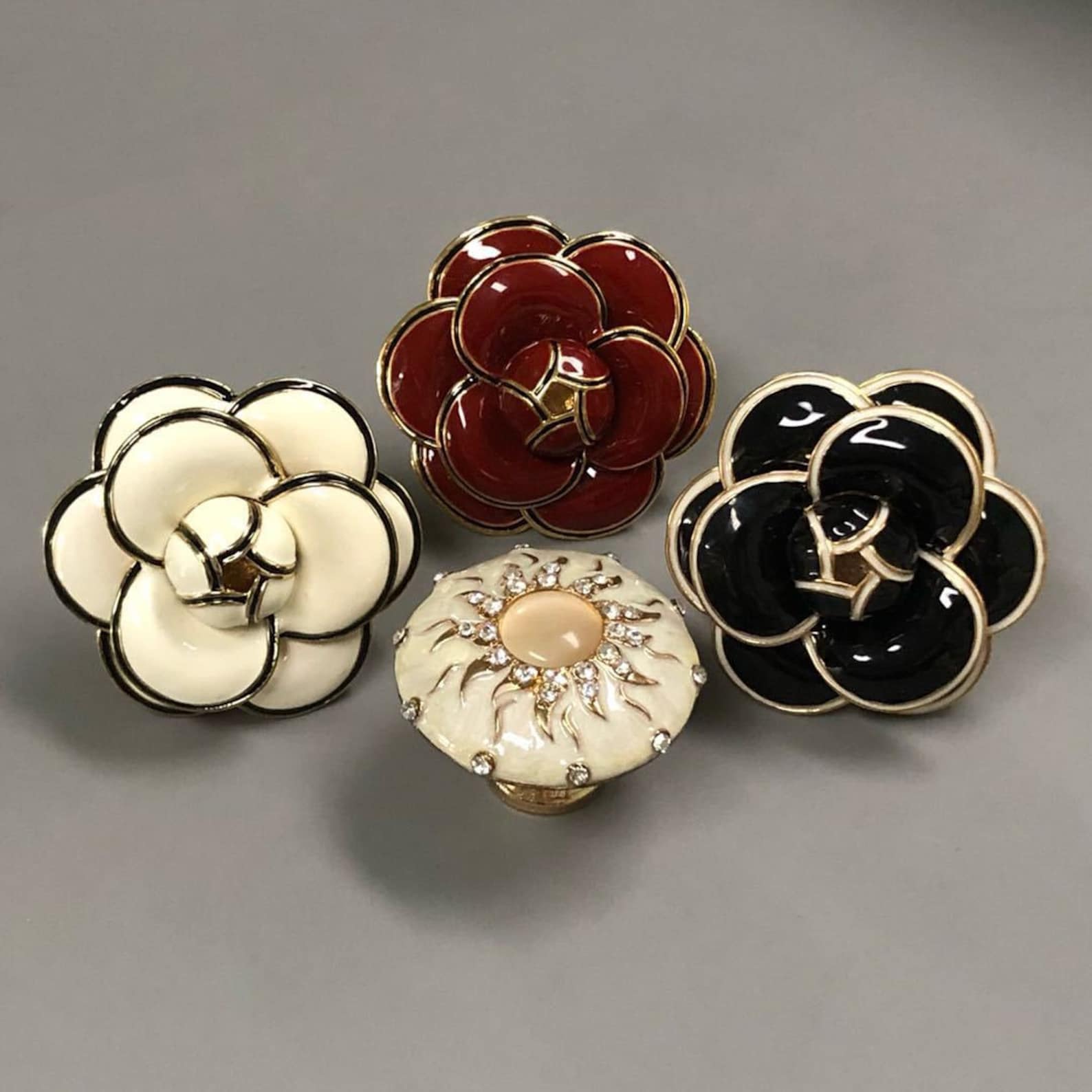 Enamel Style Cabinet Handle Flower Handle Alloy Cupboard | Etsy