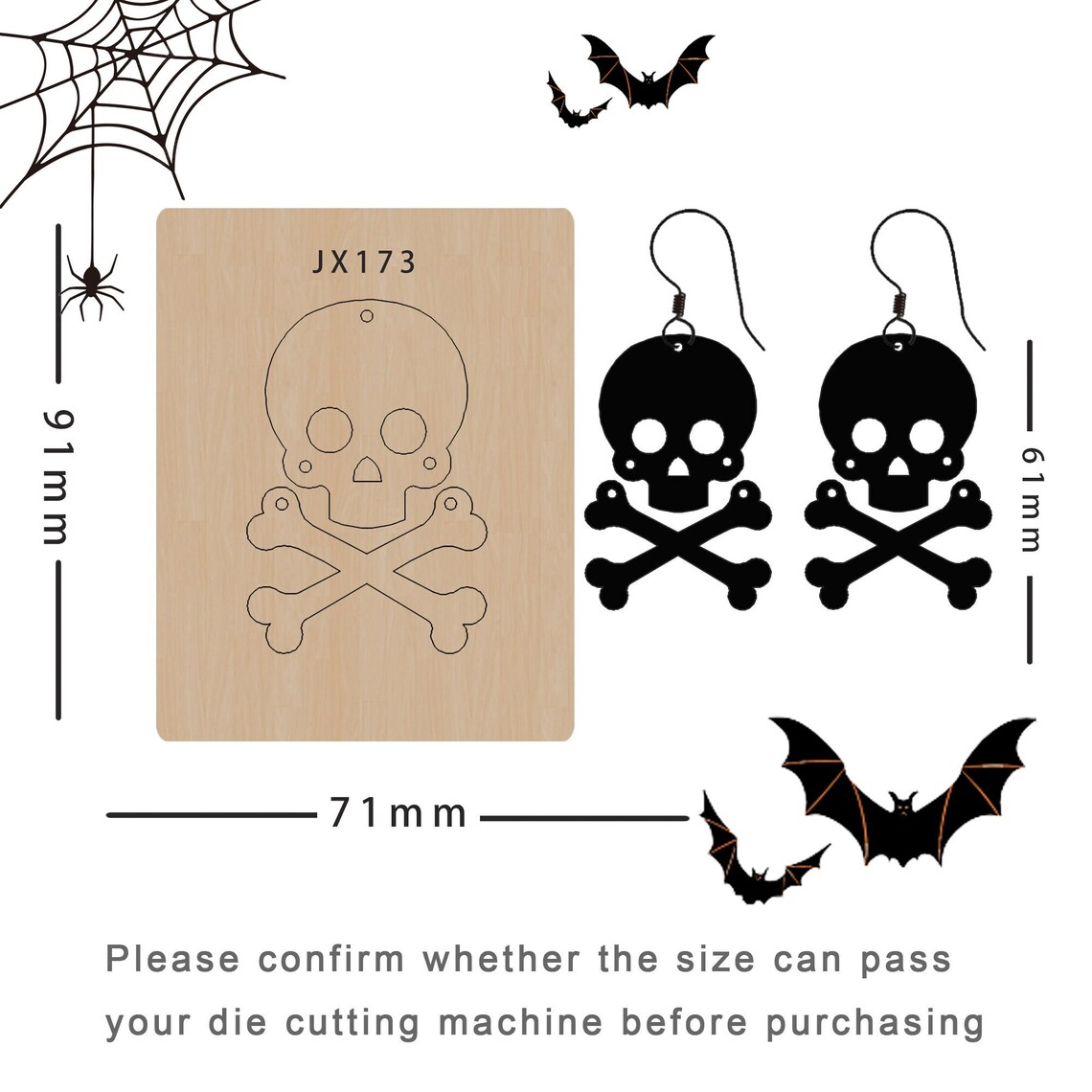 Heart Skull Fringe Earring Die Die Cutting Earring Cutting - Etsy