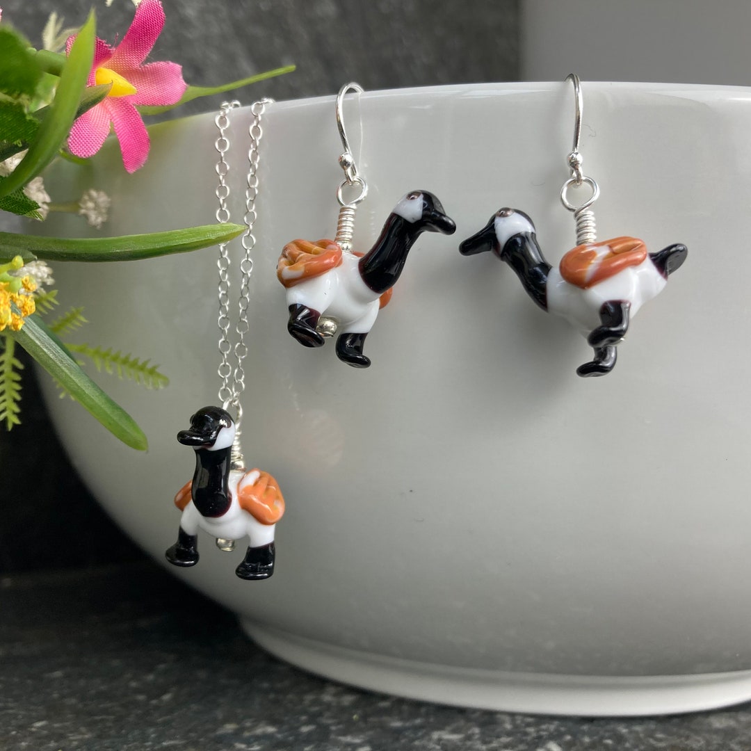 Canada Goose/geese Handmade Glass and Silver Earrings and Necklace Set ...