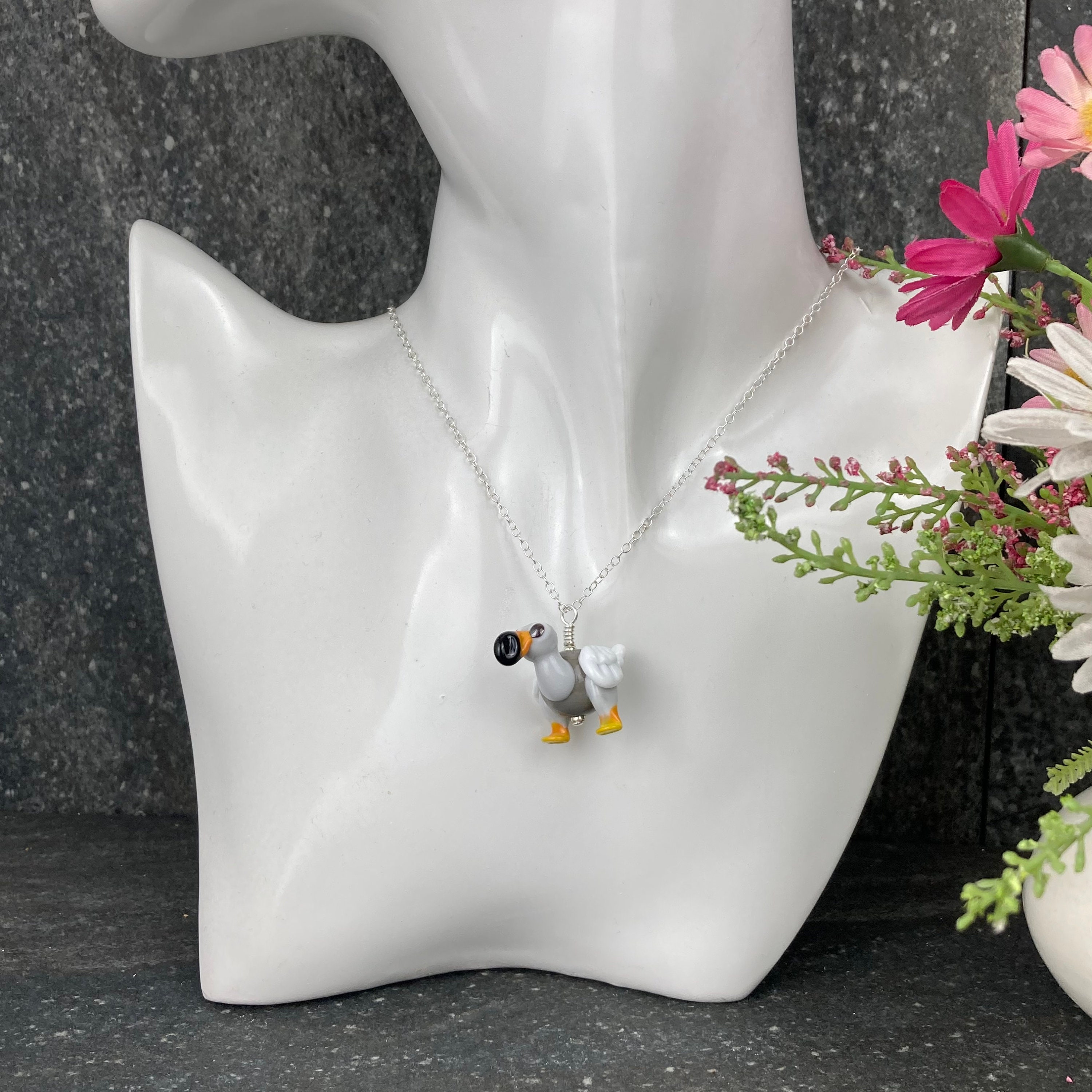 Dodo Glass Pendant on Sterling Silver Chain Necklace 2 Sizes - Etsy