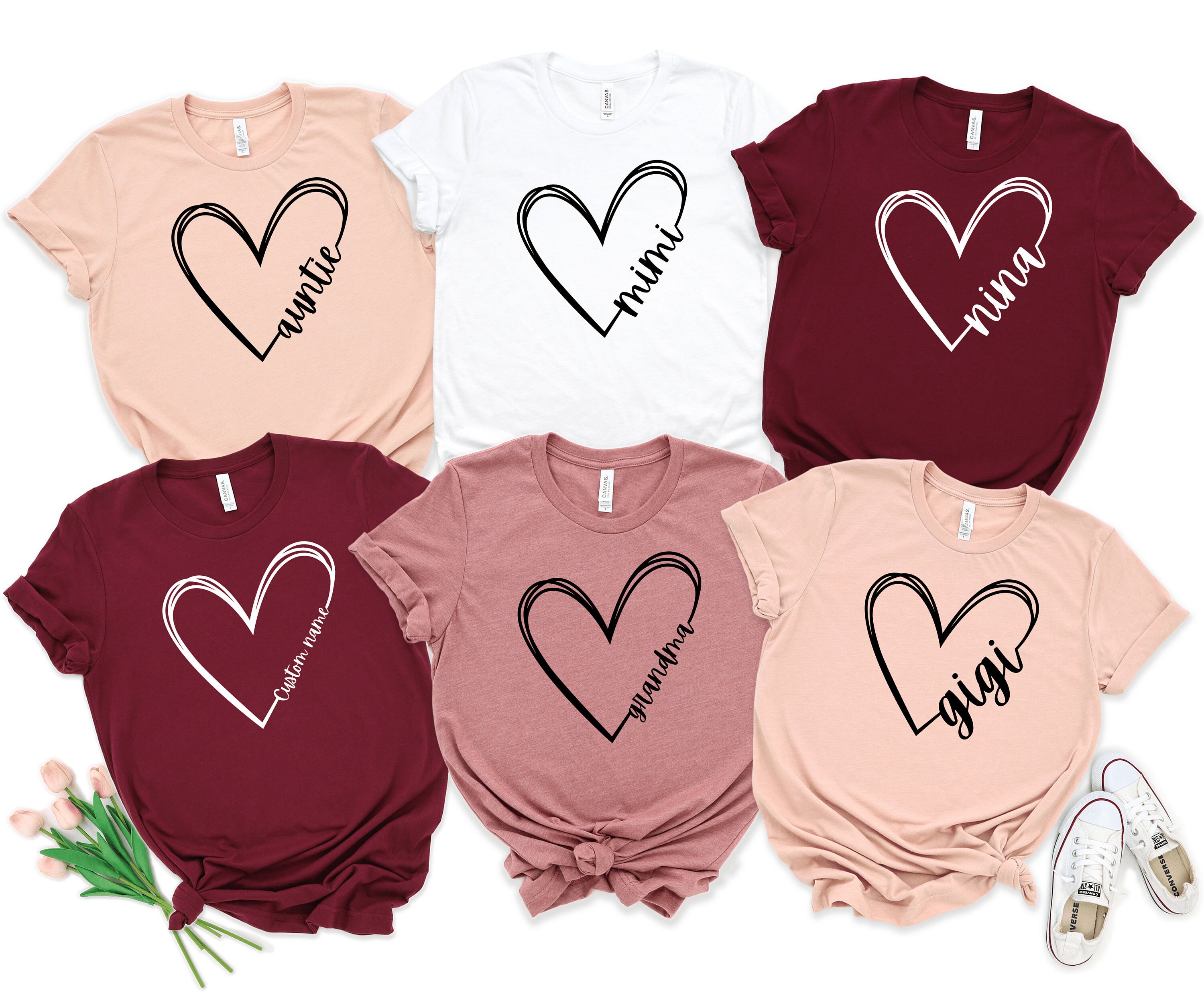 Personalized Family Shirt Heart Graphic Tee CUSTOM Family - Etsy