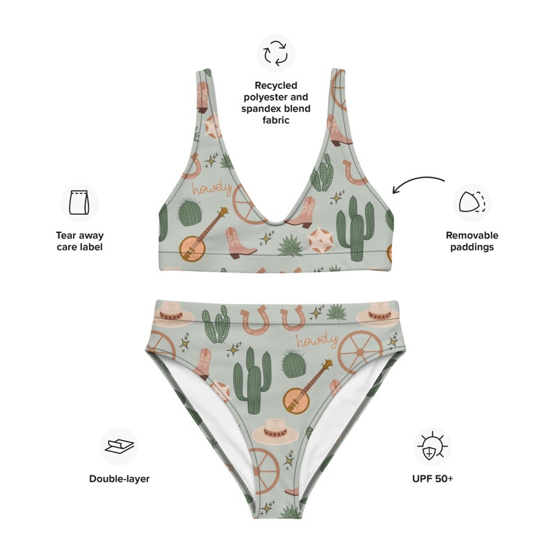 Western Bikini, Western High-waisted Bikini. Cowgirl Swimsuit, Howdy ...