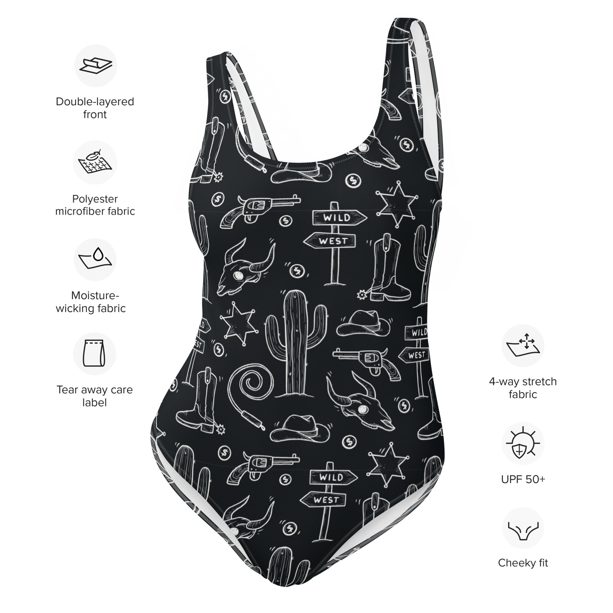 Western Swimsuit, Western One Piece Swimsuit, Western High Waisted ...