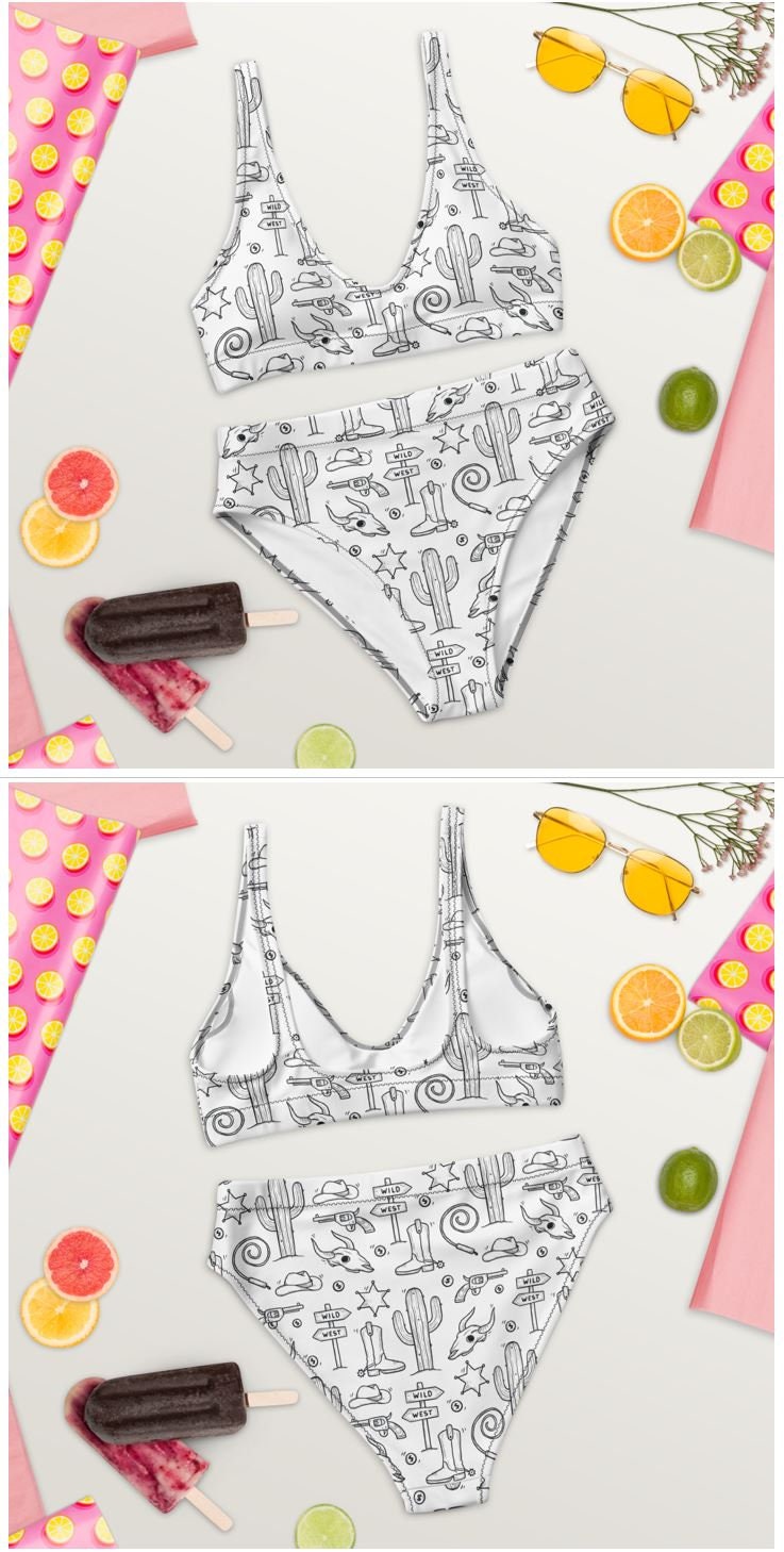 Western Swimsuit, Western One Piece Swimsuit, Western High Waisted ...