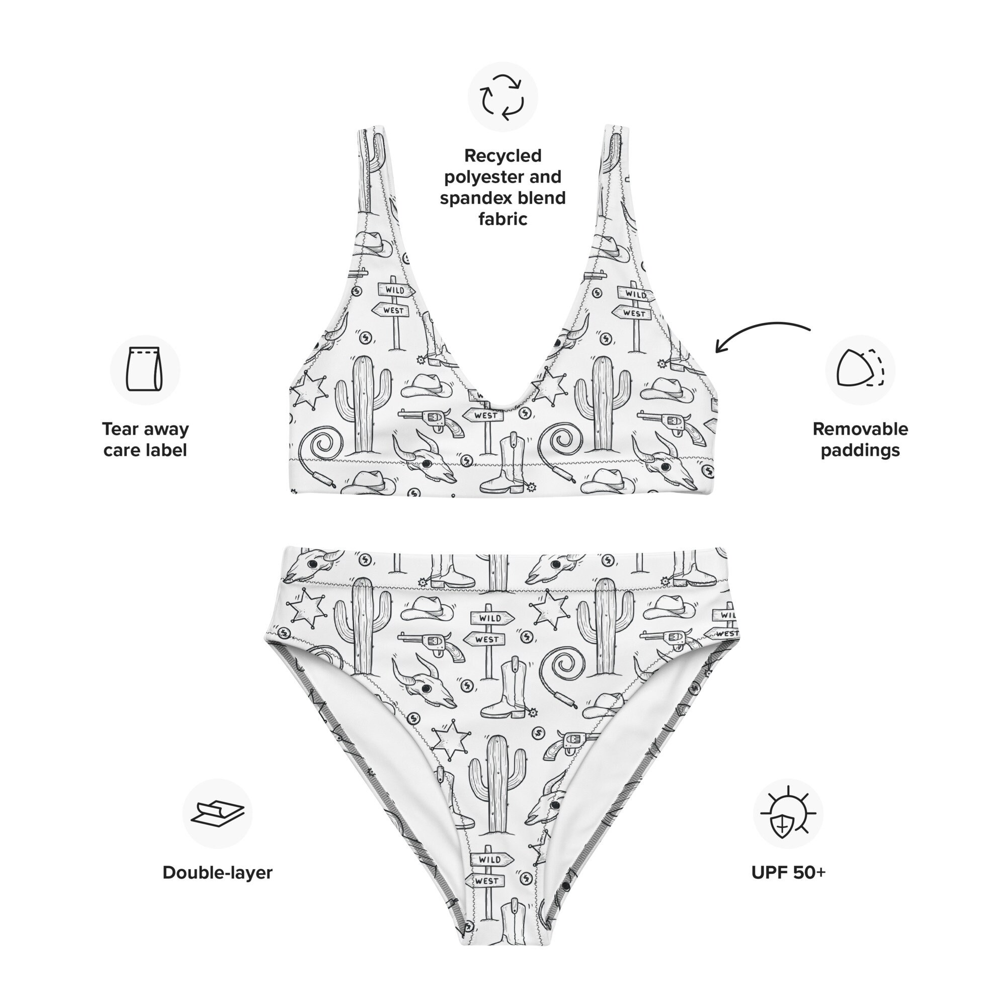 Western Swimsuit, Western One Piece Swimsuit, Western High Waisted ...