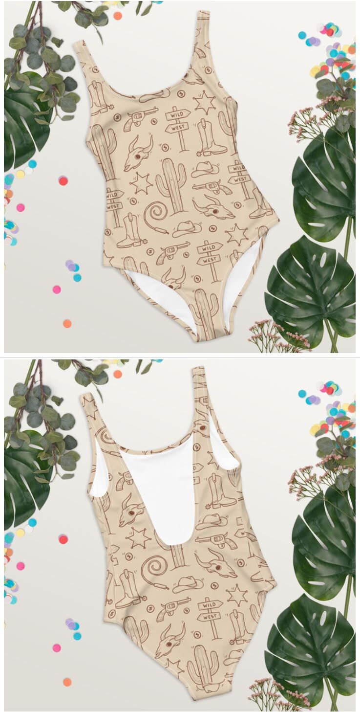 Western Swimsuit, Western One Piece Swimsuit, Western High Waisted ...