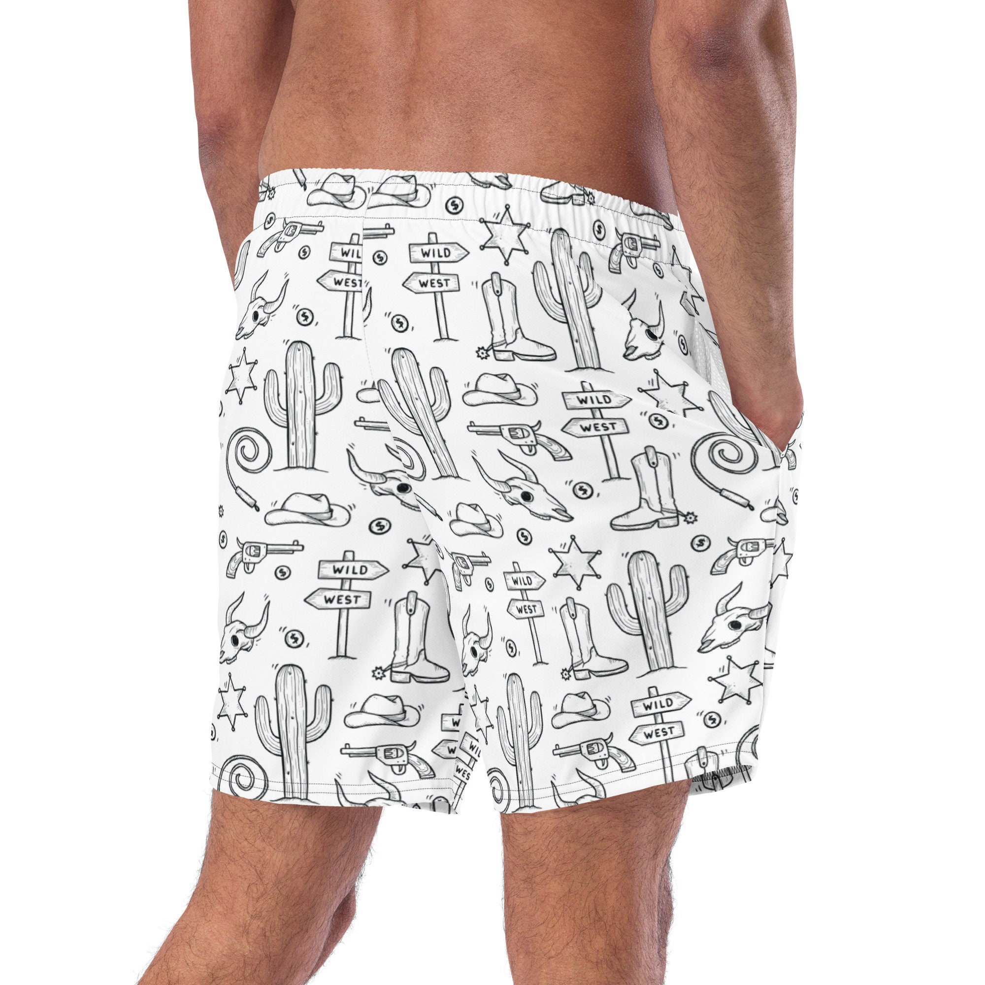 Men's Western Swim Trunks, Western Swim Shorts, Men's Swim, Men's Swim ...
