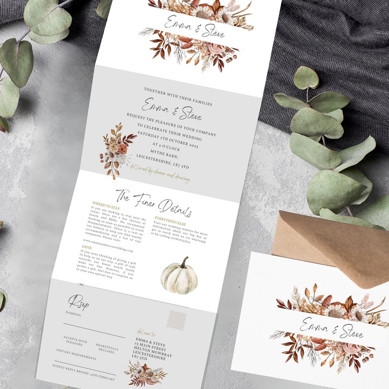 Wedding Invitation Autumn - Etsy