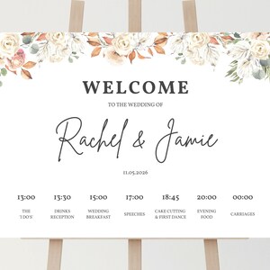Autumn Order of the Day Sign Wedding Welcome Board Rustic on the Day ...
