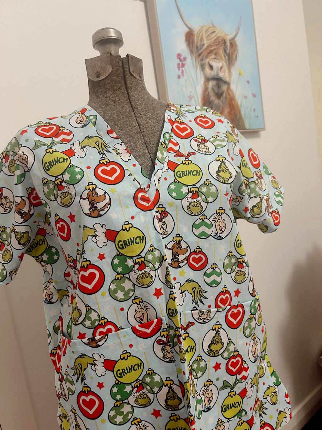 Christmas Custom Scrub Tops | HANDMADE | - Etsy