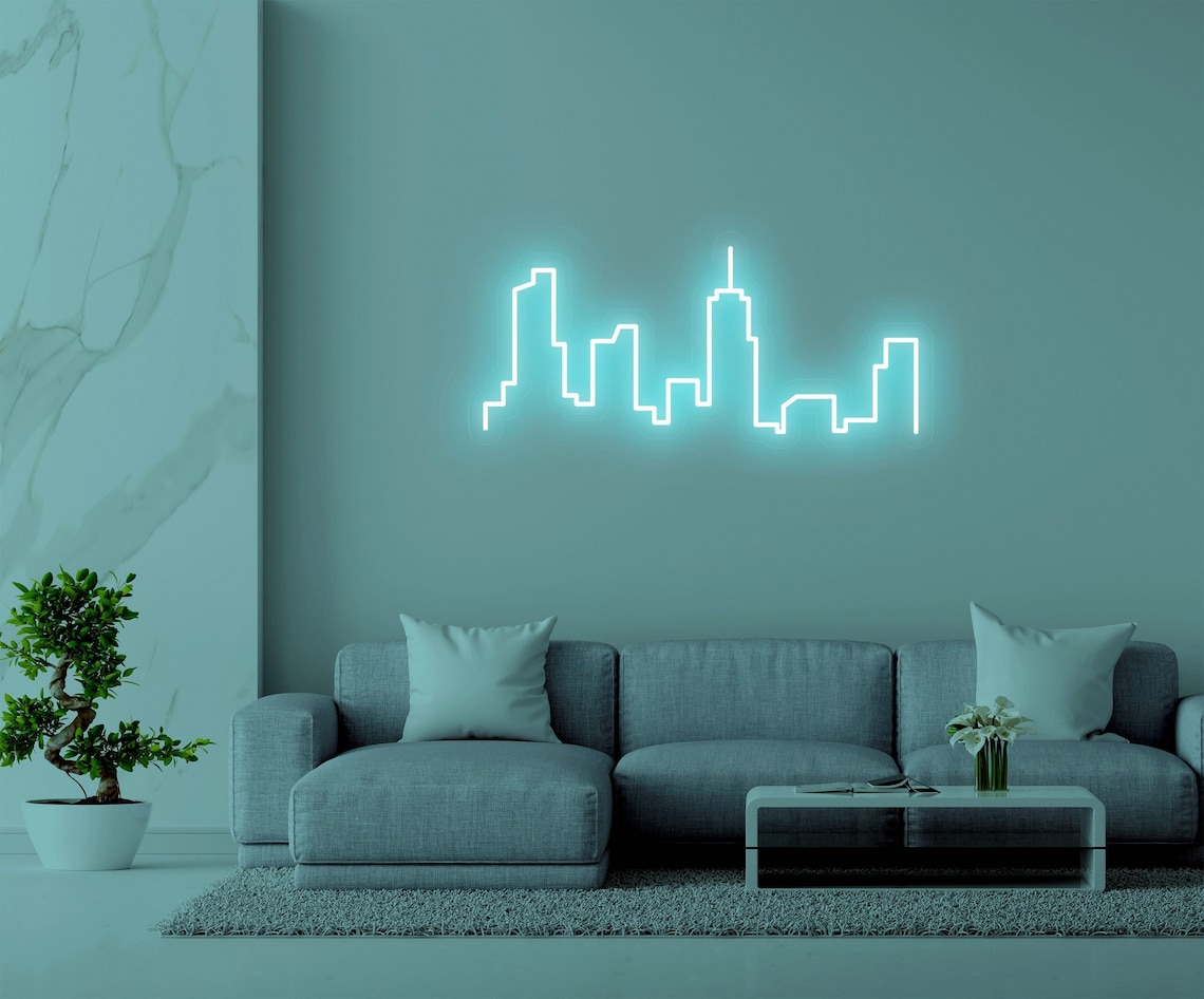 City Skyline Neon Sign Custom Your City Skyline Led Neon - Etsy