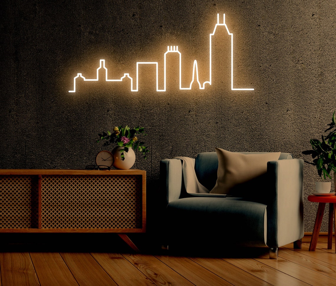 Indianapolis City Skyline Neon Sign Custom City Skyline Neon - Etsy