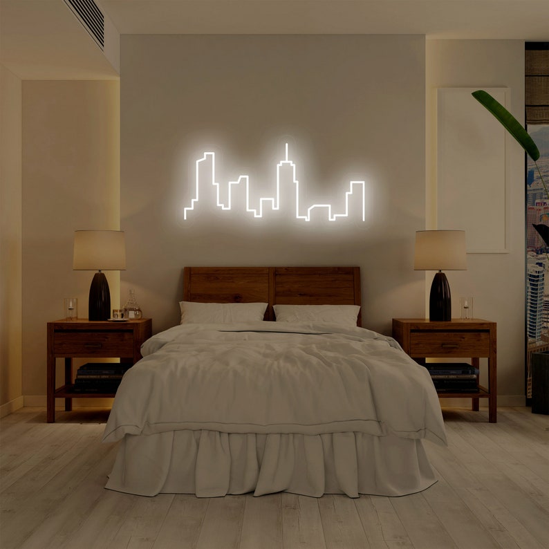 City Skyline Neon Sign Custom Your City Skyline Led Neon - Etsy