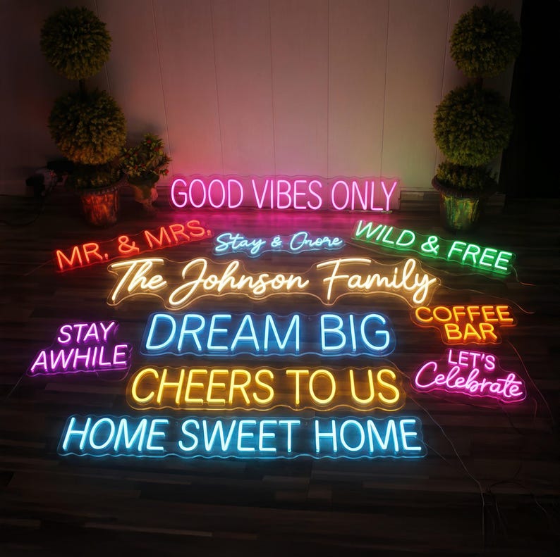 Custom Neon Sign, Personalized Wedding Name Light, Family Home Decor ...