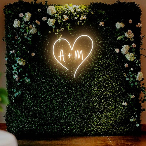 Custom Initials Neon Sign Heart Initials Sign Wedding - Etsy