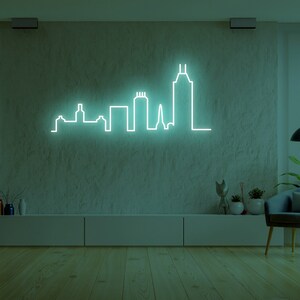 Indianapolis City Skyline Neon Sign, Custom City Skyline Neon Sign ...