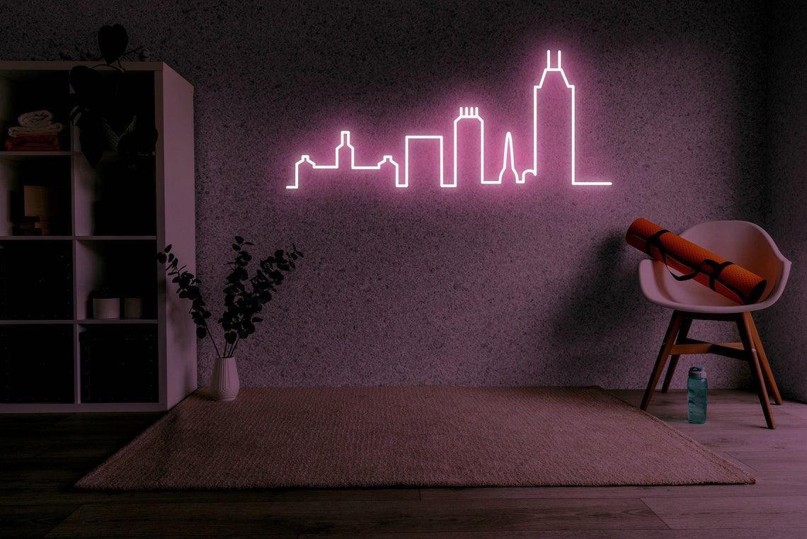 Indianapolis City Skyline Neon Sign Custom City Skyline Neon - Etsy
