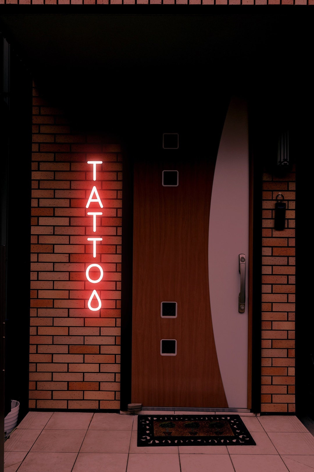 Tattoo Neon Sign, Tattoo With Ink Drop End Art, Tattoo Shop Banner ...