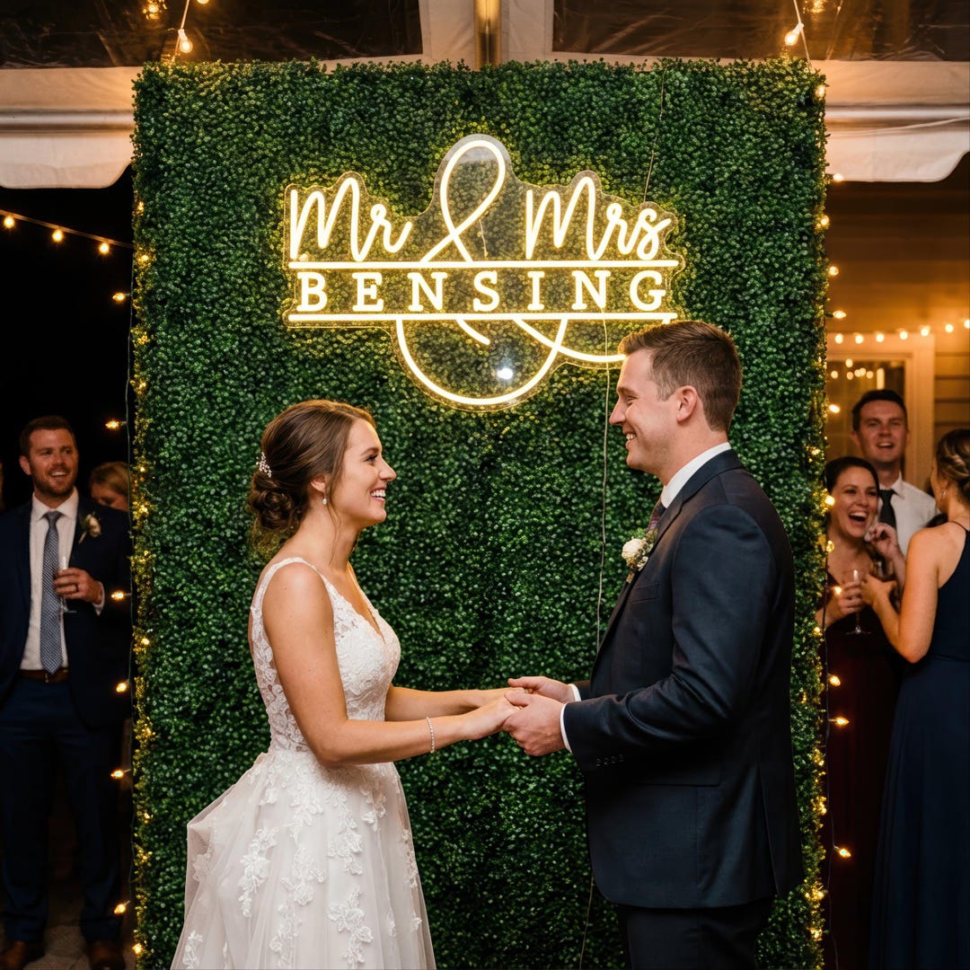 Custom Wedding Name Neon Sign, Custom Mr & Mrs Your Family Name LED ...