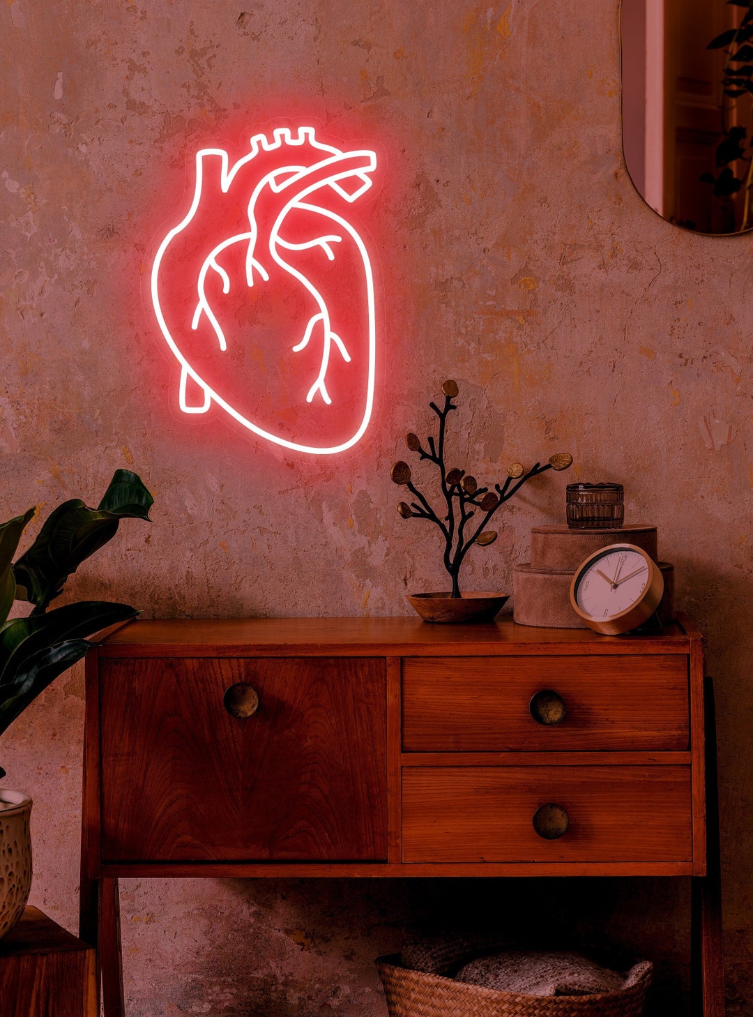 Human Heart Neon Sign, Anatomical Heart Neon Sign, Human Organ Art ...