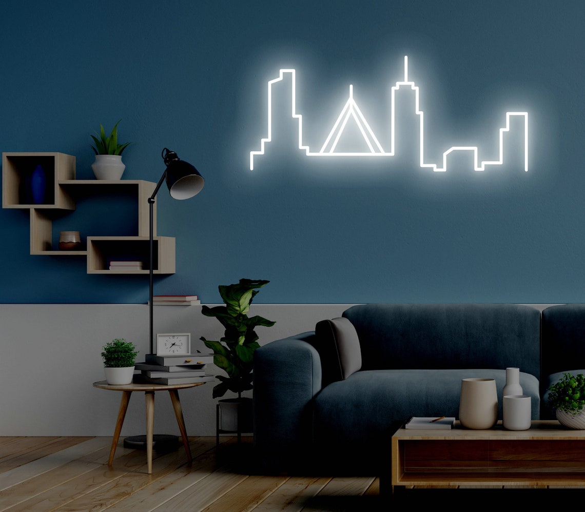 Custom City Skyline Neon Sign Boston City Skyline Led Neon - Etsy
