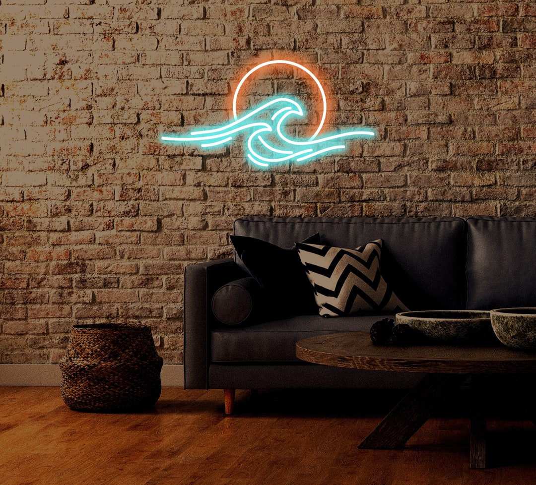 Sunrise Sunset Neon Sign, Ocean Sunset Wave Neon Sign, Home Wall Art ...