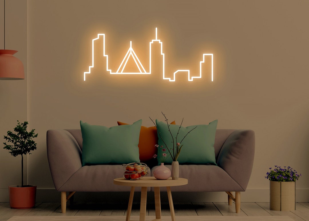 Custom City Skyline Neon Sign, Boston City Skyline Led Neon Light, Wall ...
